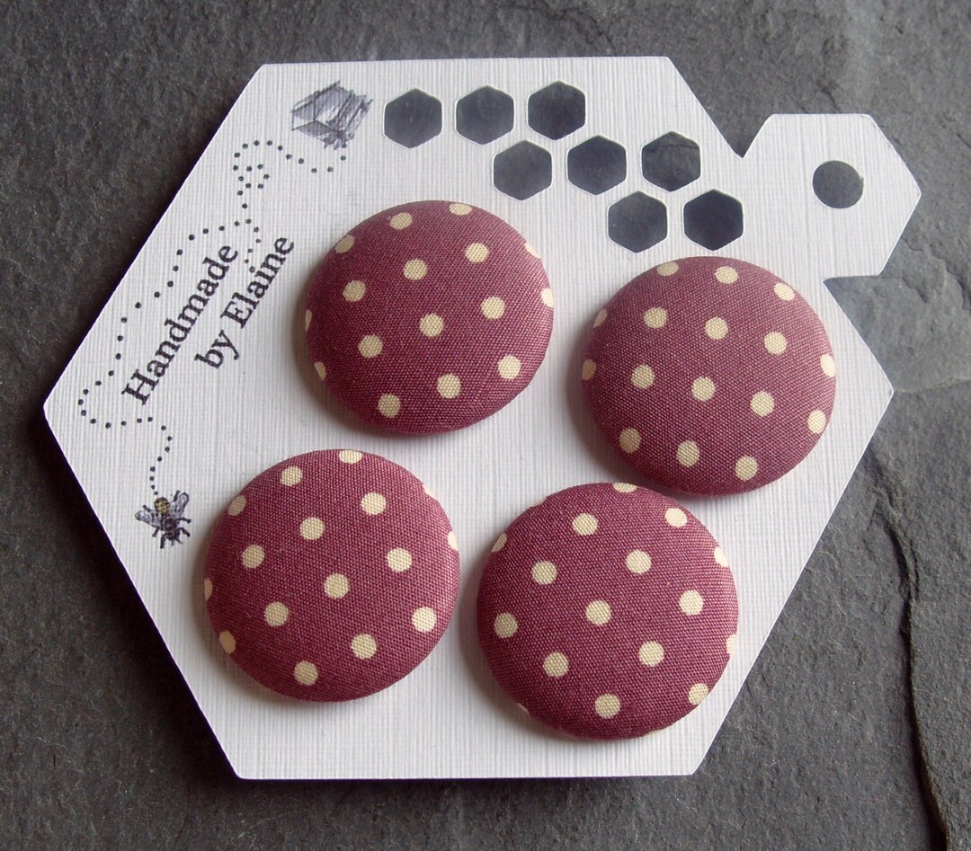 44L Fabric Covered Buttons 4 X 28mm Buttons, Dusky Rose, Dark Pink ...