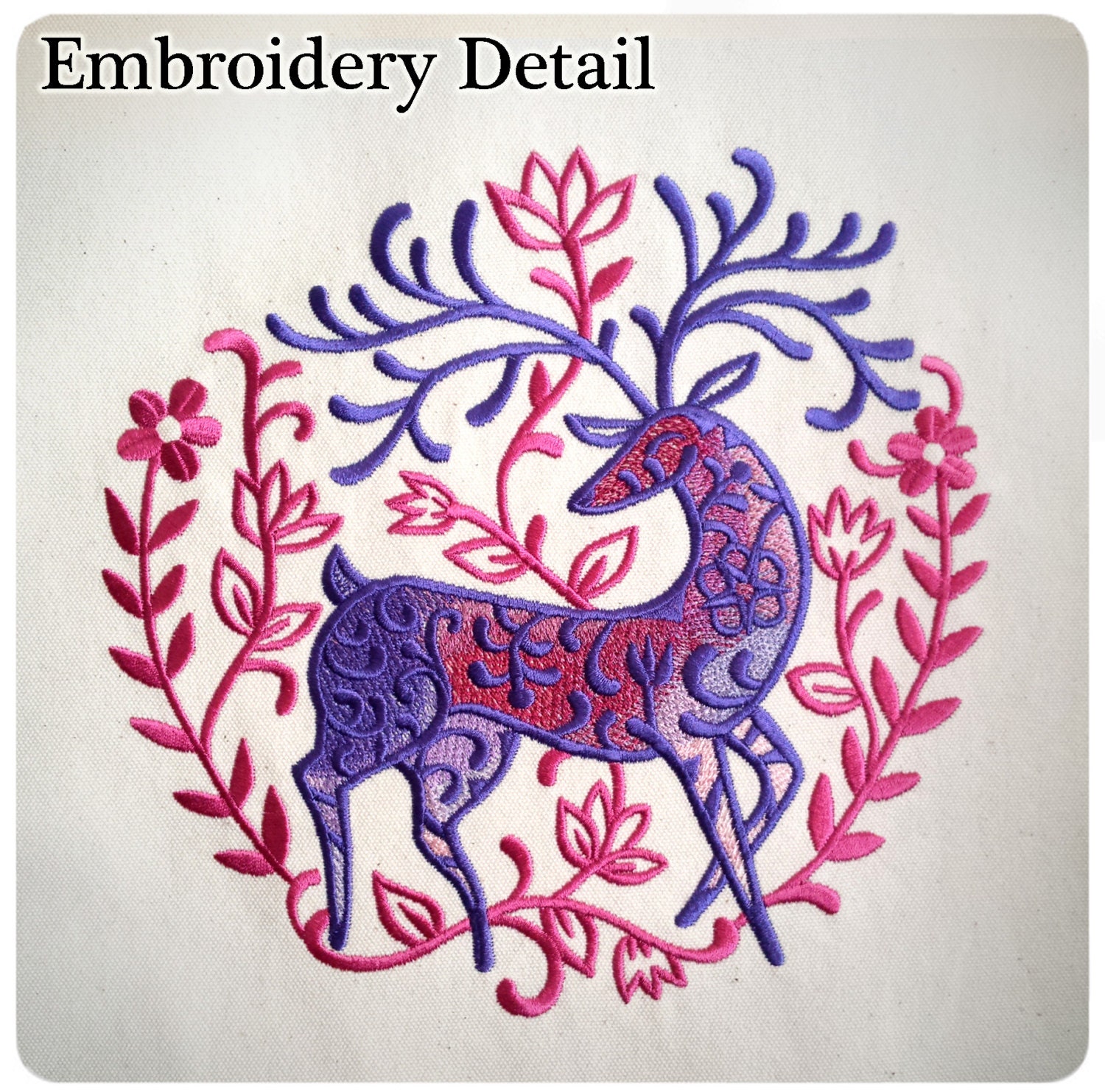 Purple Stag Tote Bag Embroidered Canvas Cerise Pink Lilac | Etsy