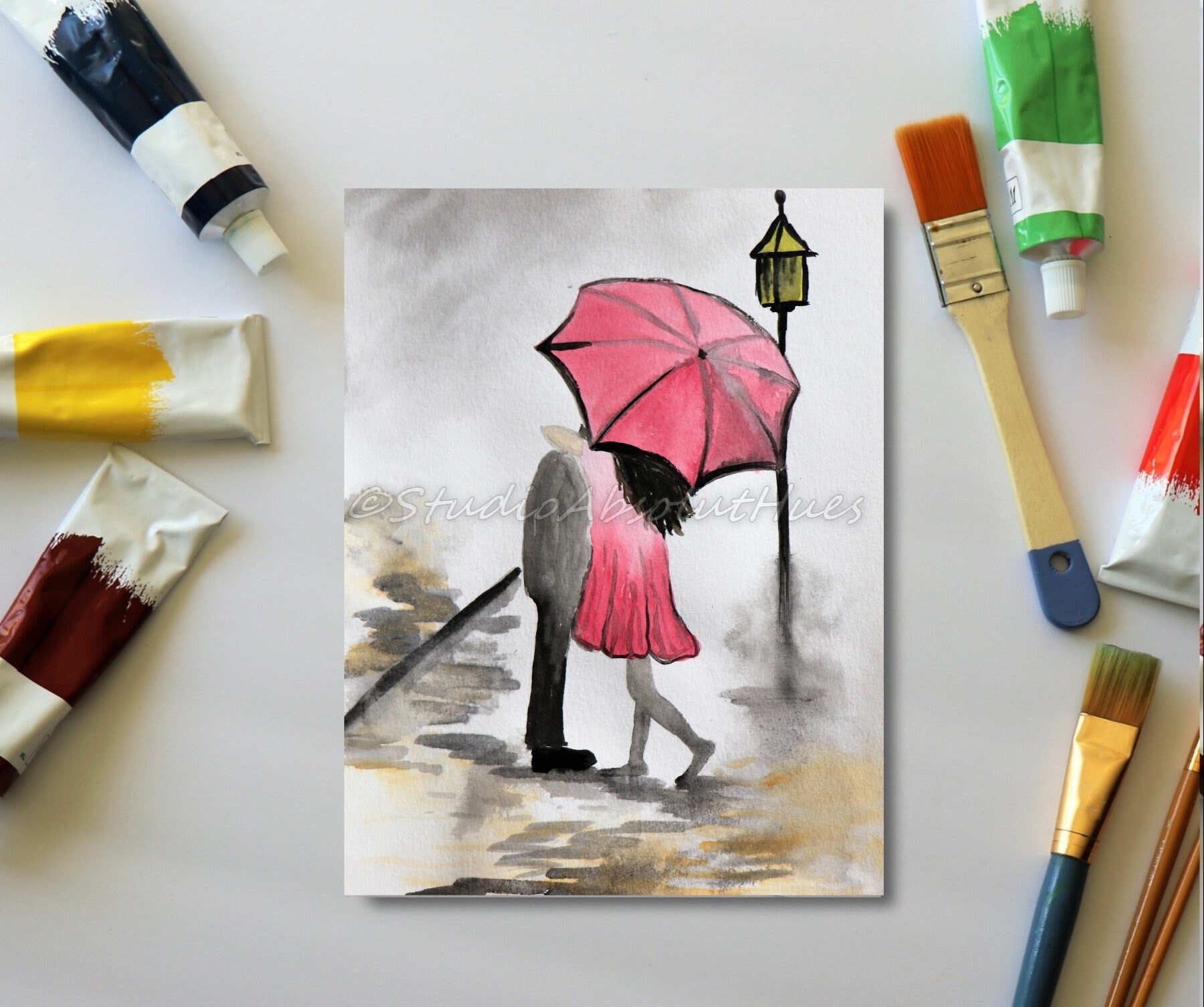 Watercolor Painting Hand Painted Couple Illustration | Etsy