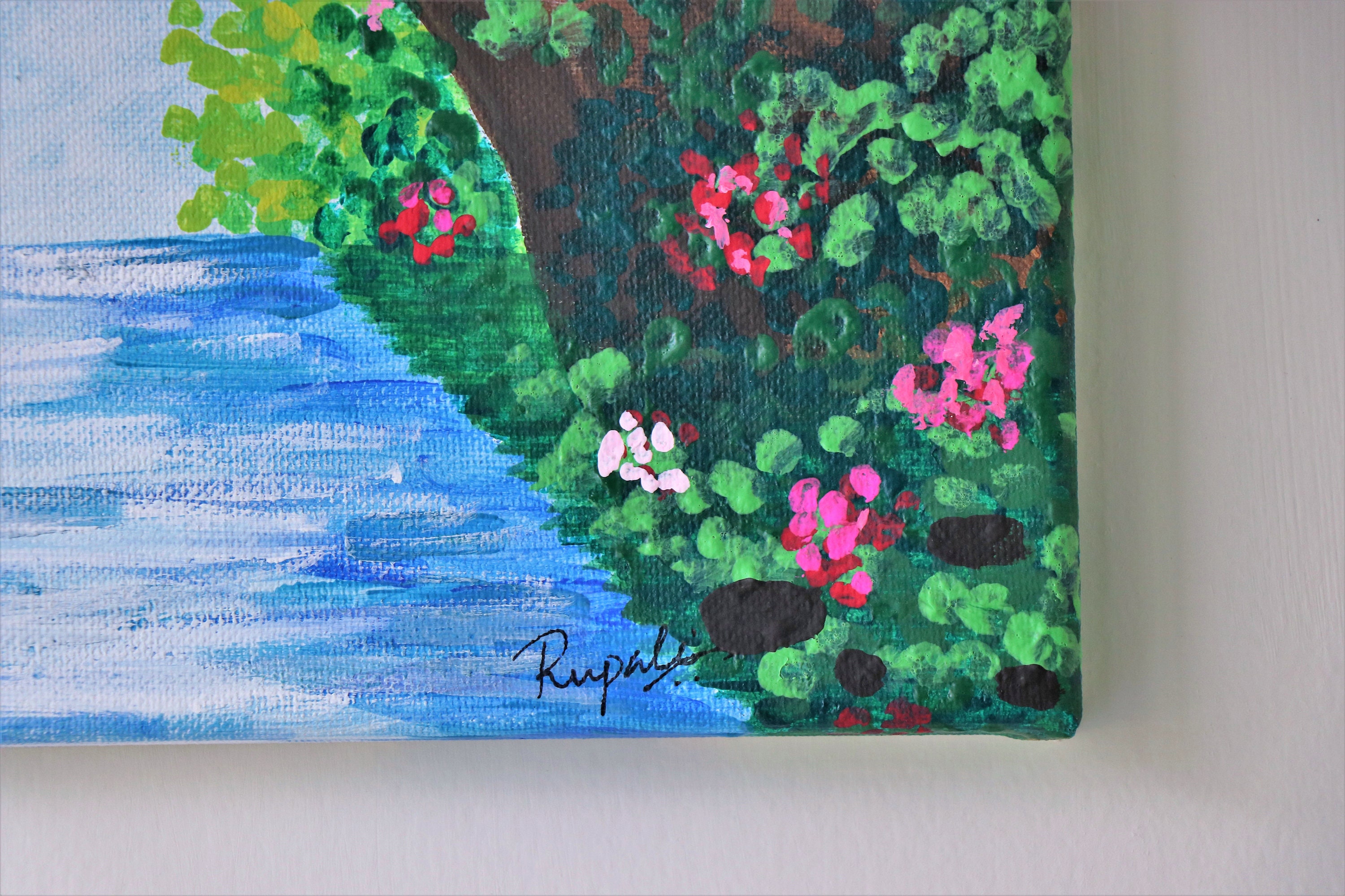 Colorful Spring Blossoms Bridge Art Wild Flowers Small Canvas | Etsy