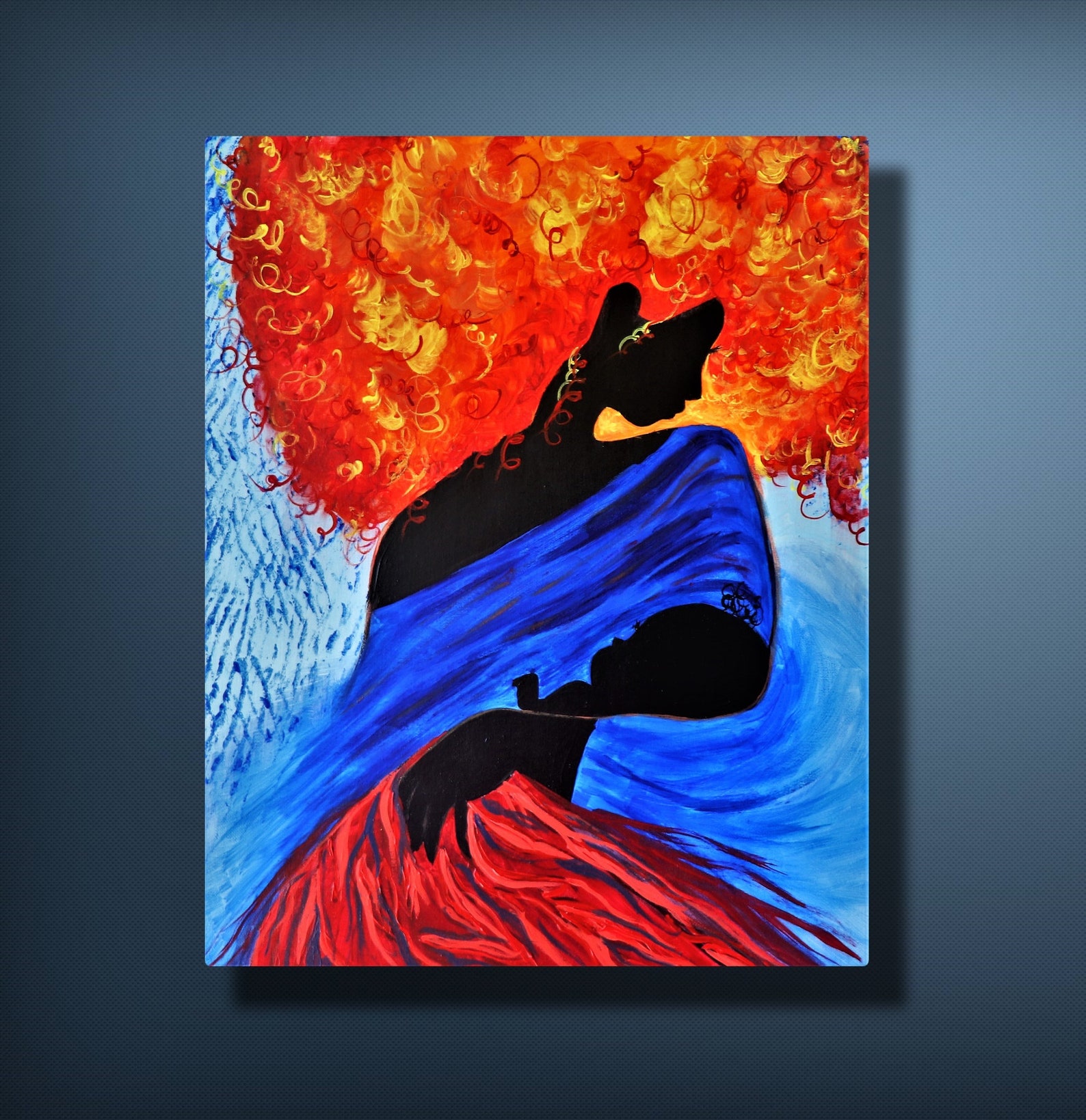 Matriarchy: Acrylic Painting of Mother and Baby, Figurative Wall Decor ...