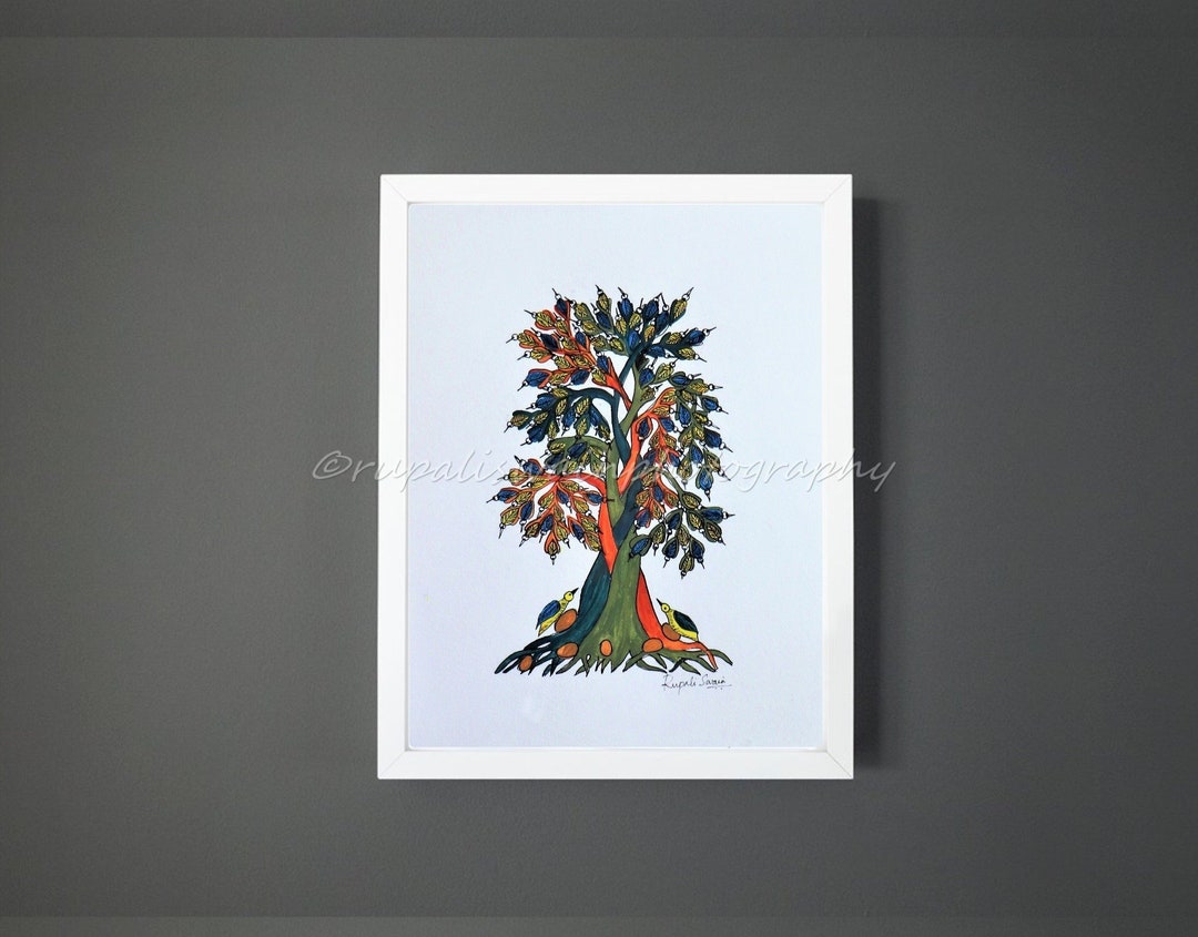 Gond Tree Watercolor Painting: Indian Folk Original & Art Print - Etsy