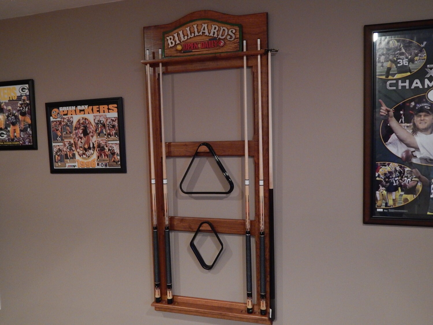 Solid Cherry or Walnut Pool Cue Rack - Etsy