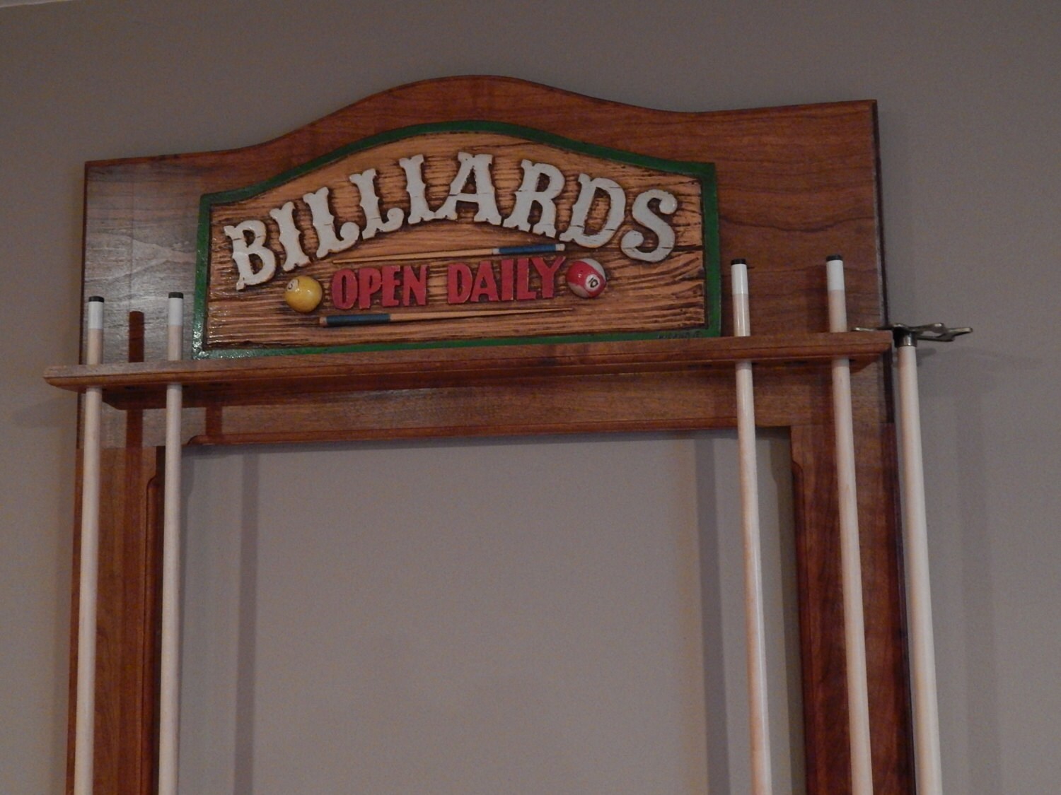 Solid Cherry or Walnut Pool Cue Rack - Etsy