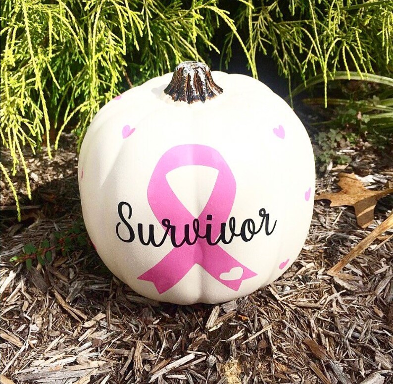 Breast Cancer Vinyl Decal Pumpkin Decal Halloween Fall DIY | Etsy