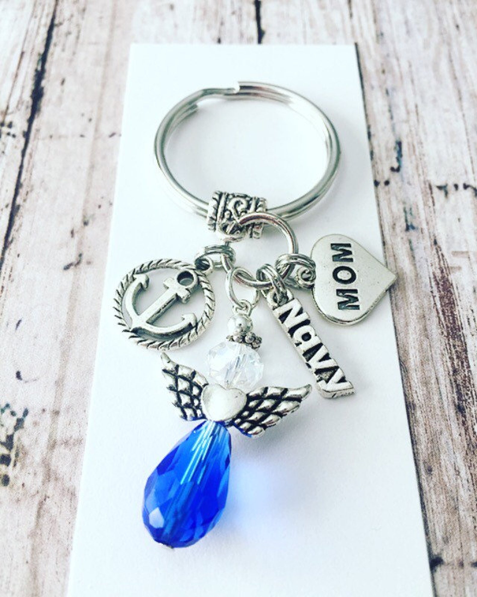 Navy Mom Guardian ANGELS Keychain USNA Angel Keychain - Etsy