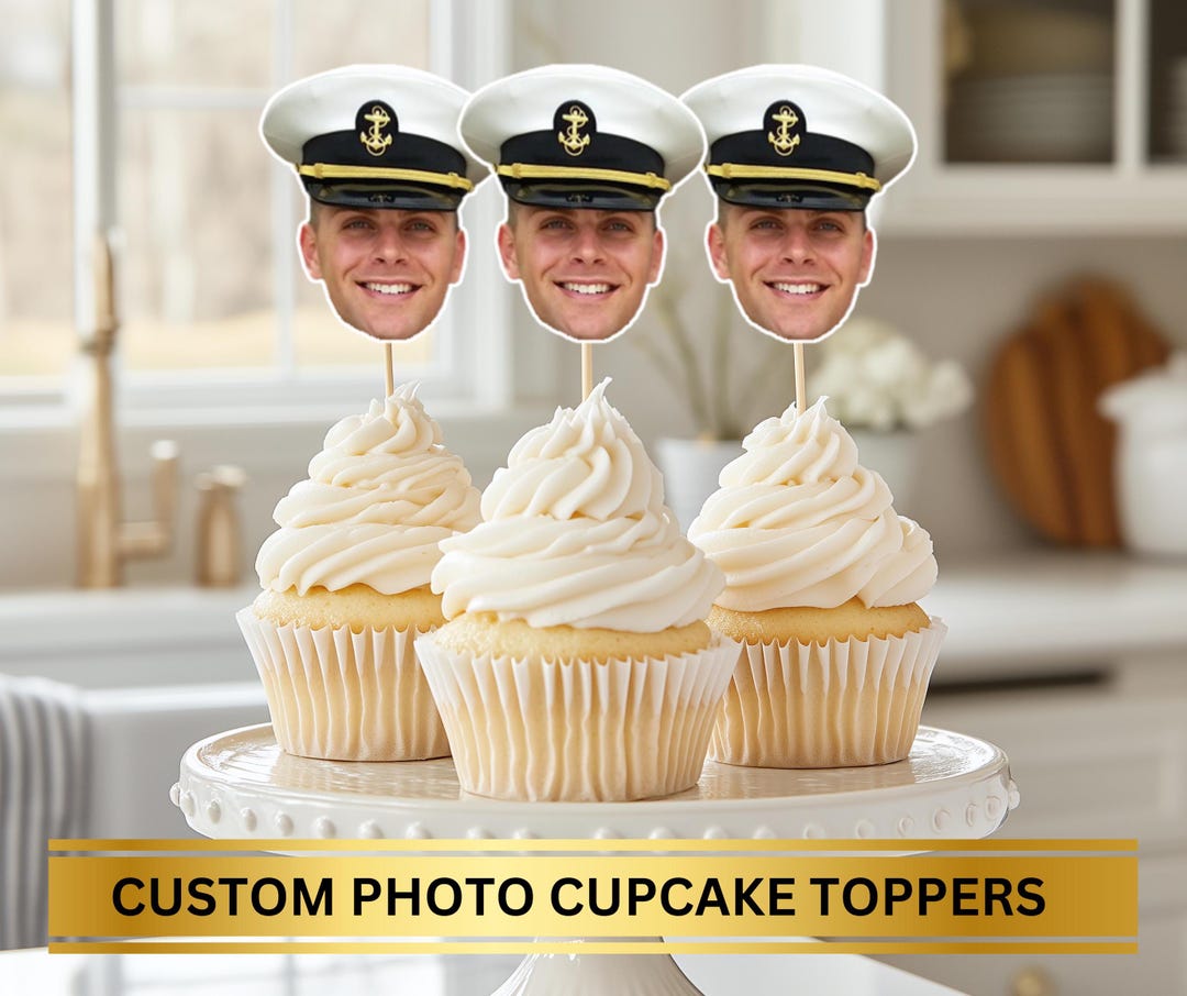 Custom Naval Face Cupcake Toppers: Naval Academy Graduation Party ...