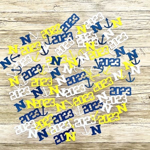 NAVY Paper Confetti, USNA Graduation, Anchor Confetti, Navy & Gold ...
