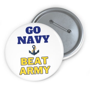 GO NAVY Custom Pin Buttons, Naval Academy, Navy Mom, Navy Tailgate ...