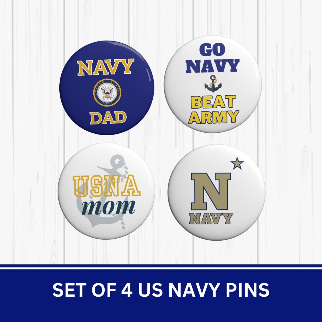 USNA Set of 4 Pins, Military Button, Gift for Navy Mom, Tailgate Pin ...