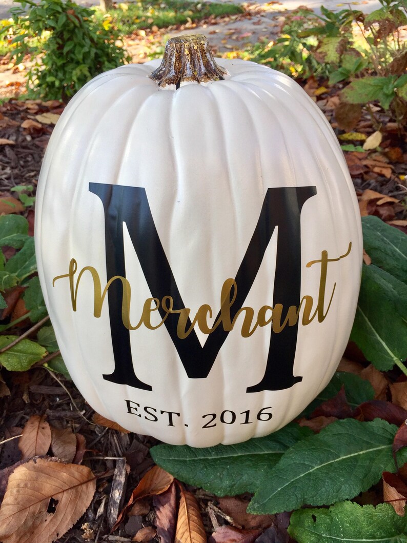 GRAY Last Name Personalized Vinyl Decal Wedding Gift Pumpkin | Etsy