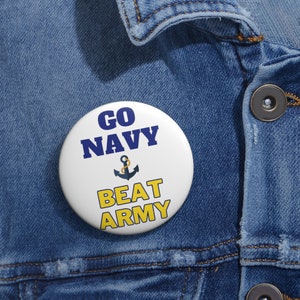 GO NAVY Custom Pin Buttons, Naval Academy, Navy Mom, Navy Tailgate ...