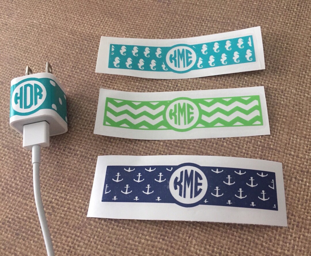 Iphone Charger Decal Anchor Monogram Charger Decal - Etsy