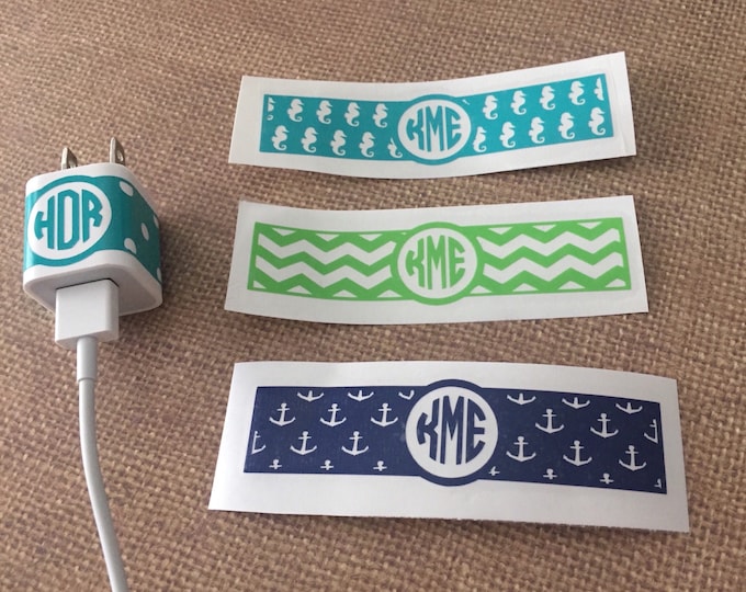 IPhone Charger Decal, Anchor, Monogram Charger Decal, Personalized ...
