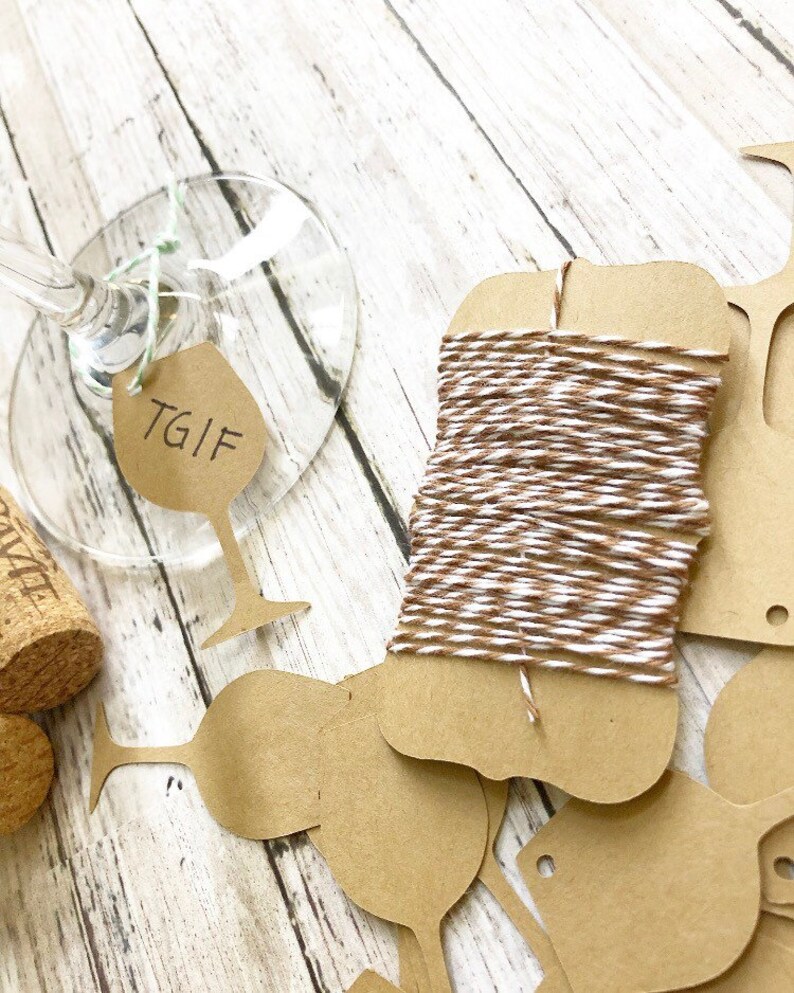Wine Glass Tags Write On Paper Tags Favor Tags - Etsy