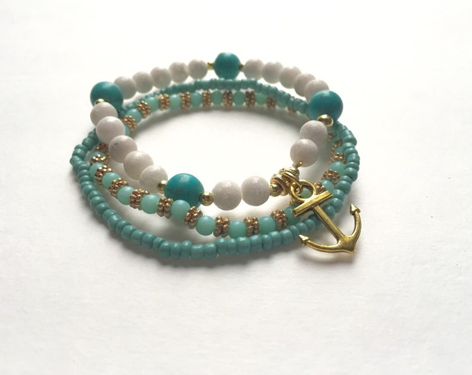 Beaded Nautical Braclets-set of 3 - Etsy