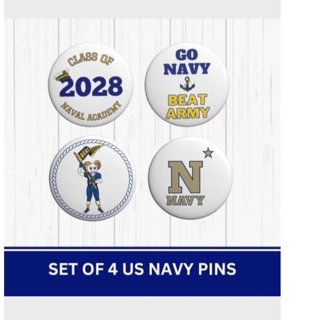 USNA Set of 4 Pins, Military Button, Gift for Navy Mom, Tailgate Pin ...