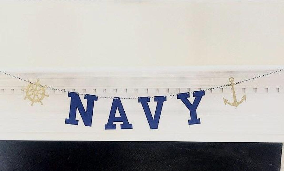 Navy Graduation Banner: Gold Glitter Anchor & Ships Wheel - Etsy