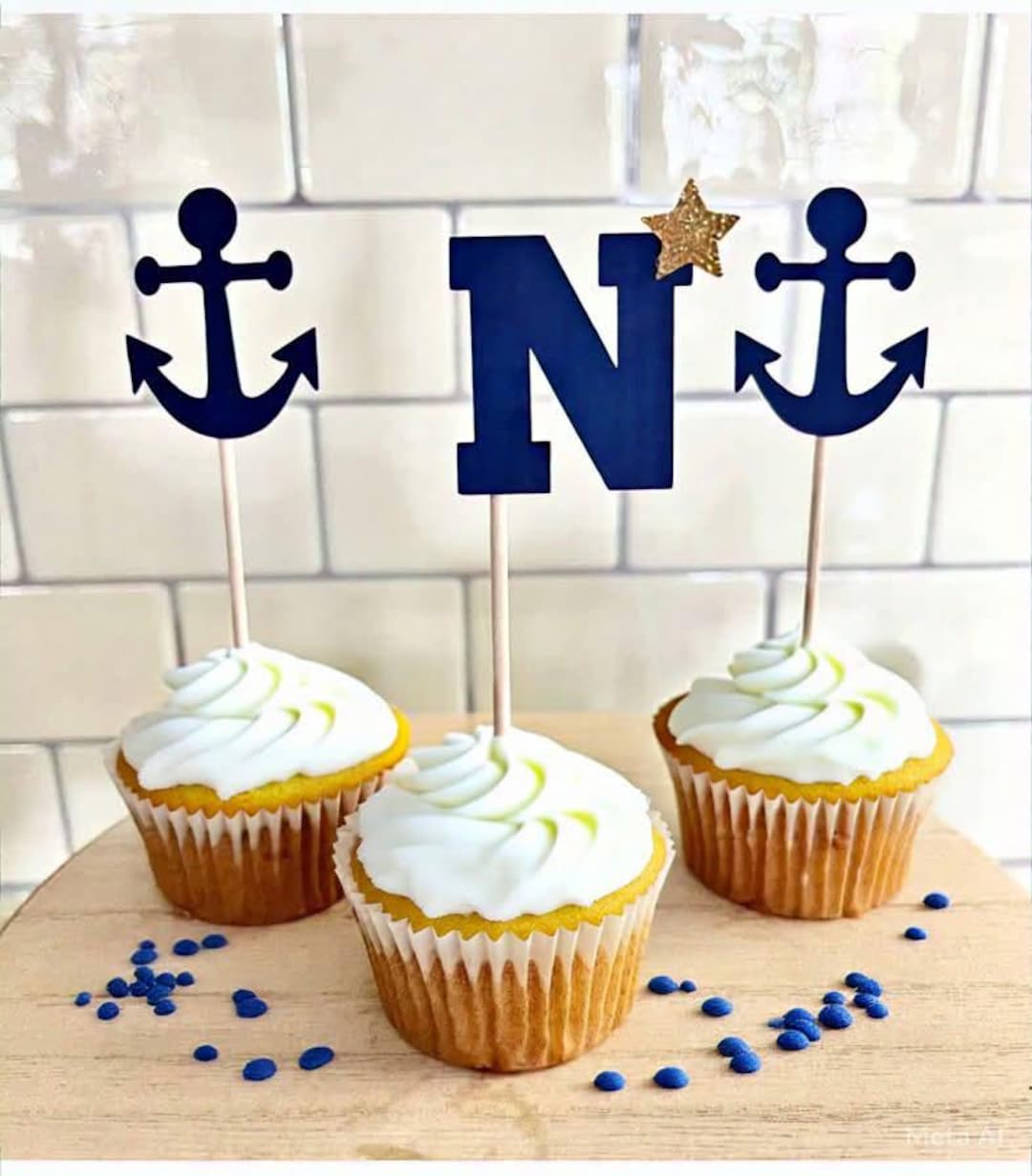 Navy Mini Cupcake Toppers, Graduation Decorations, Naval Academy ...
