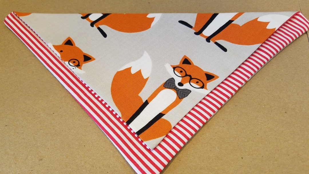 Fox Slip Through Collar No Tie Pet Bandana - Etsy