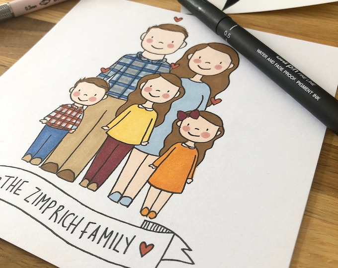 Custom Family Portrait - Personalised Hand Drawn Illustration - Etsy