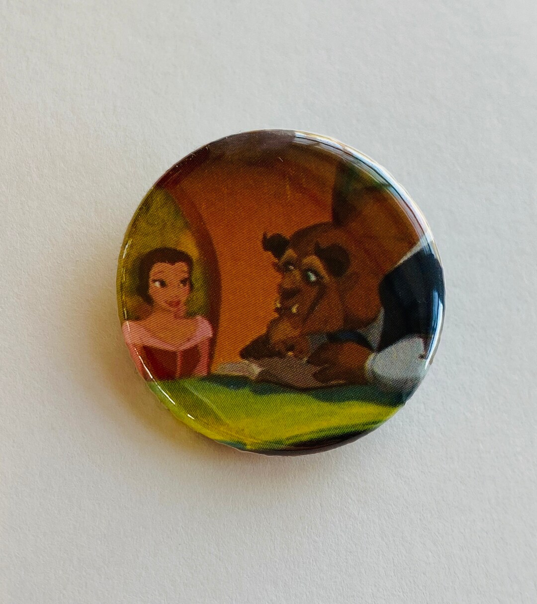 Disney Beauty and the Beast Princess Belle & Beast 1.25 Inch Button Pin ...