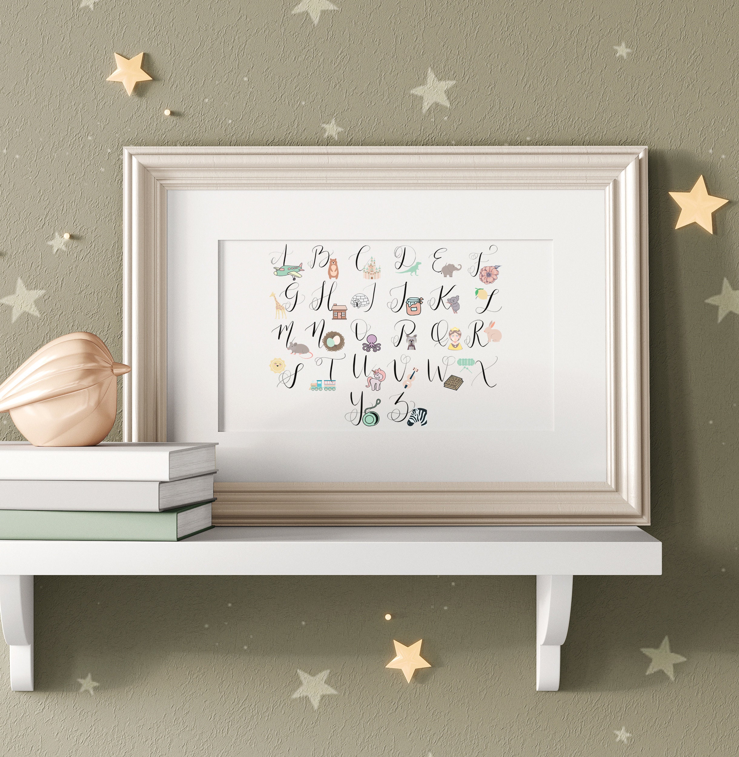 Horizontal Alphabet Art Print Alphabet Poster Nursery Print | Etsy