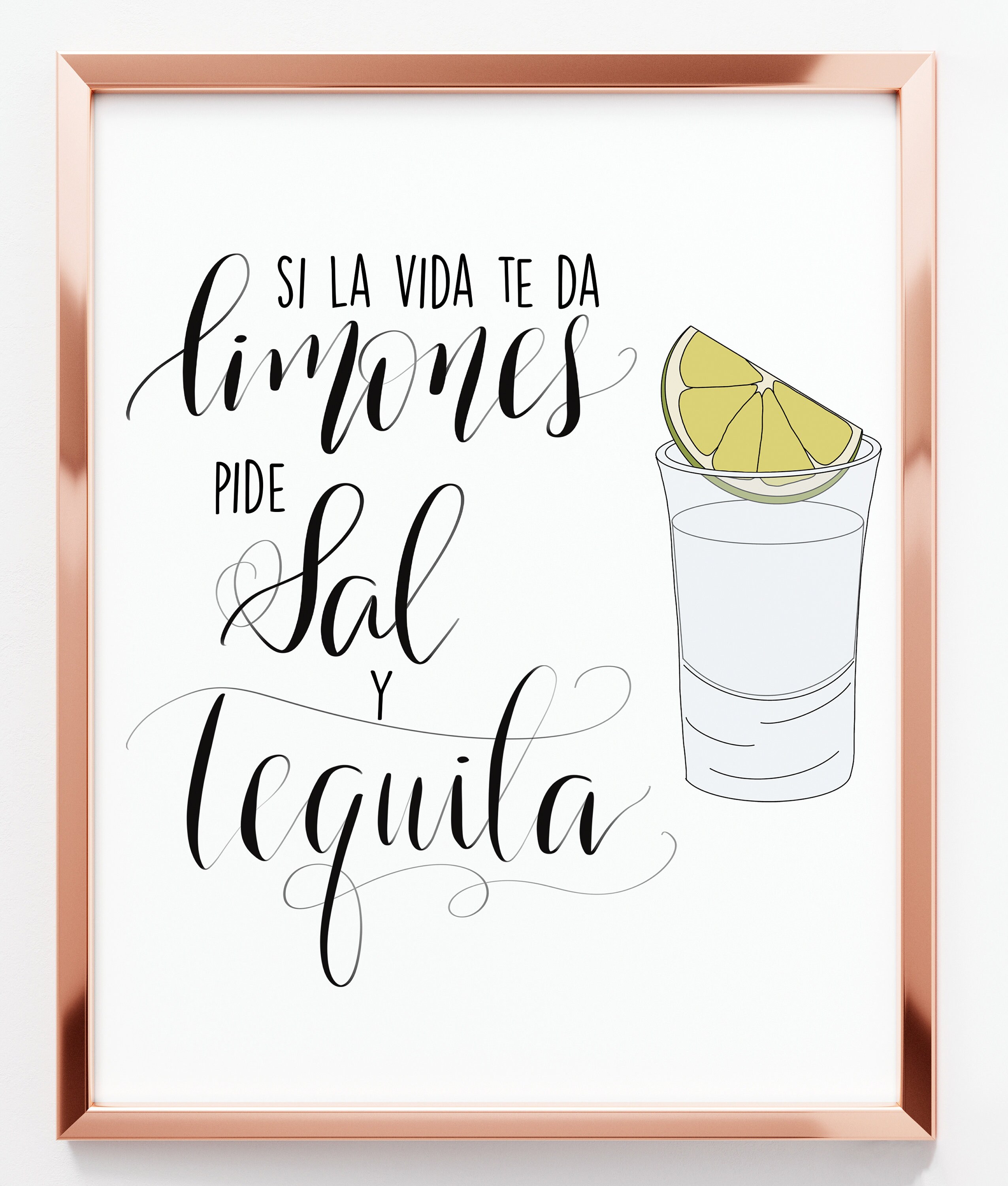 Spanish Tequila Poster Si La Vida Te Da Limones Tequila Art | Etsy