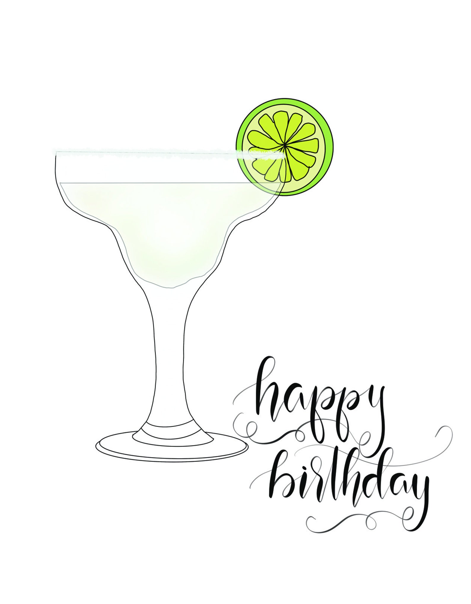 Happy Birthday Greeting Card Margarita Cocktail Greeting | Etsy
