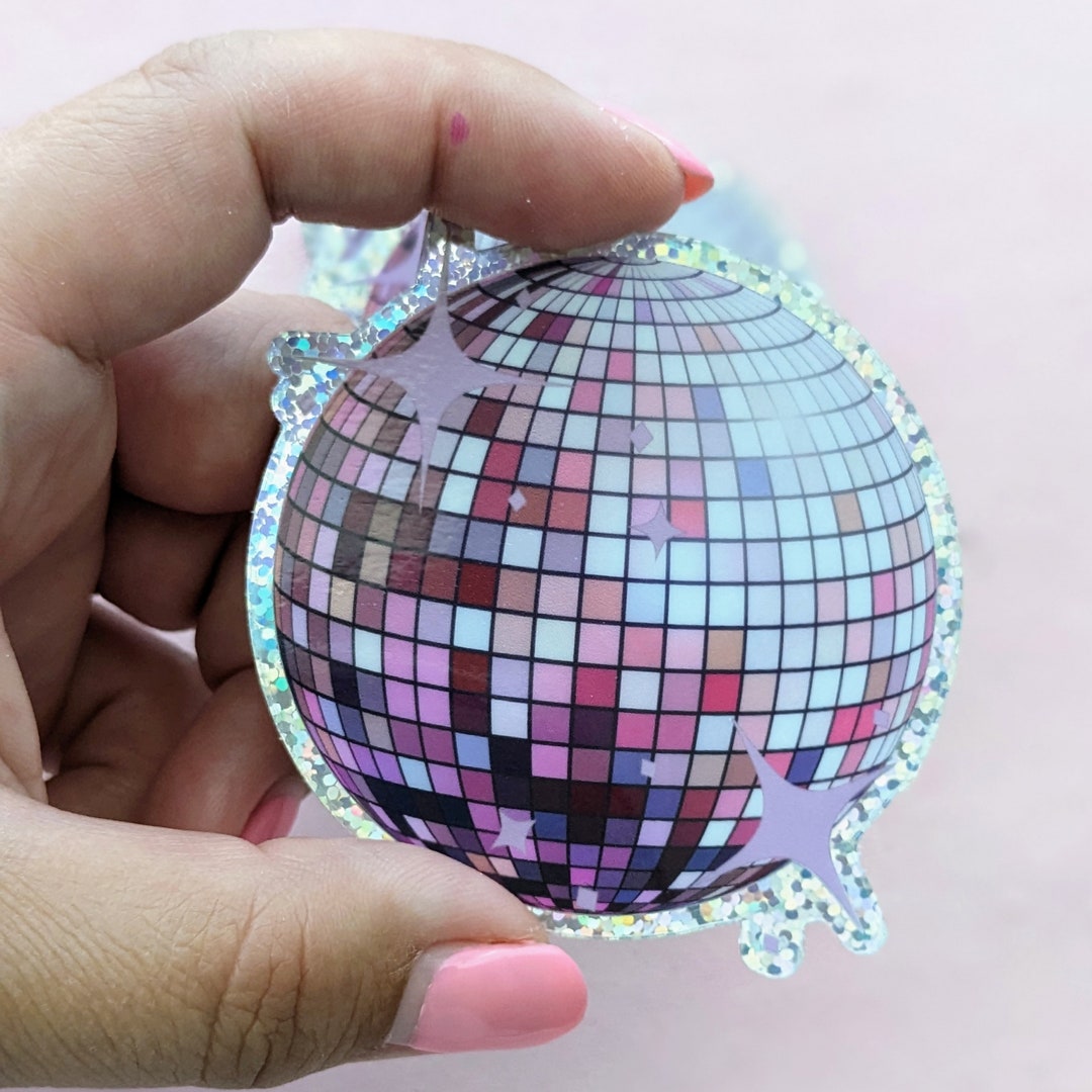 Disco Ball Glitter Stickers, Vinyl Sticker, Retro Disco Sticker, Pink Disco Ball Sticker - Etsy