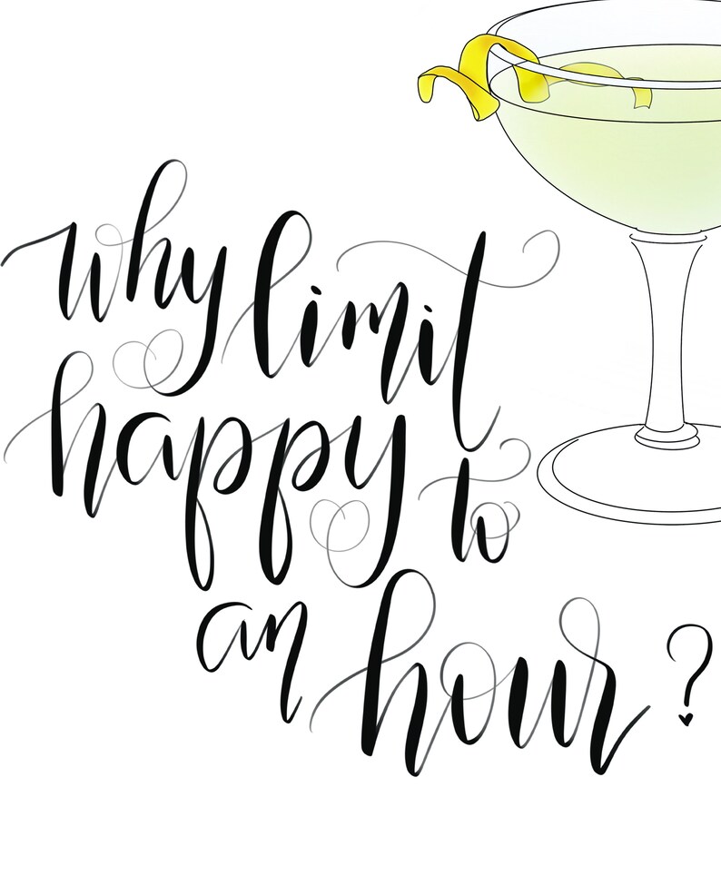 Happy Hour Bar Sign Cocktail Art Sign Bar Cart Decor - Etsy