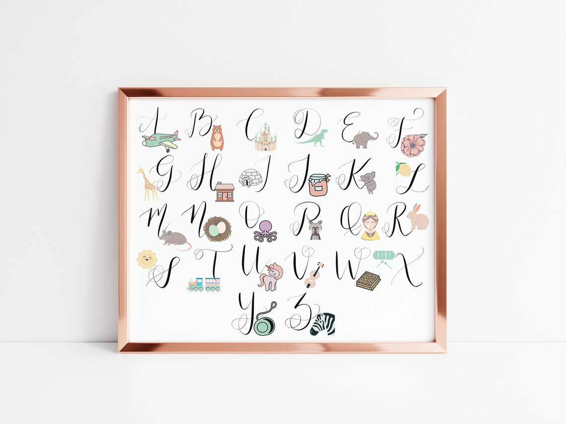 Horizontal Alphabet Art Print Alphabet Poster Nursery Print | Etsy