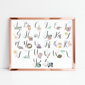 Horizontal Alphabet Art Print Alphabet Poster Nursery Print | Etsy