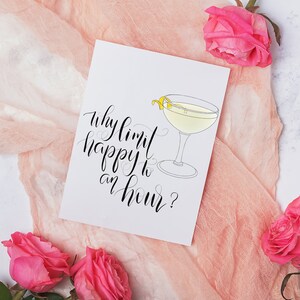 Happy Hour Bar Sign, Cocktail Art Sign, Bar Cart Decor, Calligraphy Bar ...