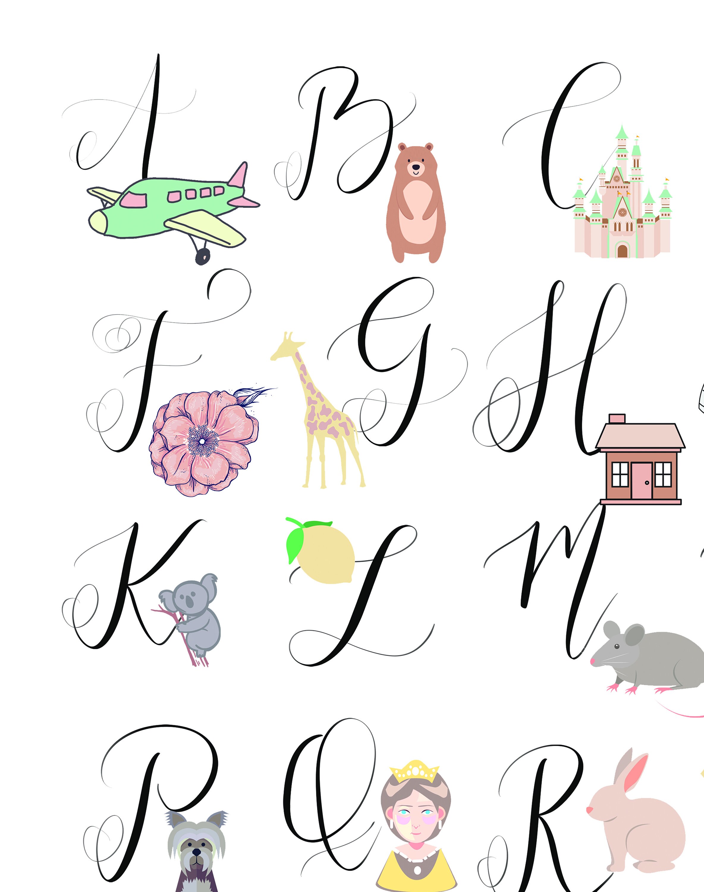 Horizontal Alphabet Art Print Alphabet Poster Nursery Print | Etsy