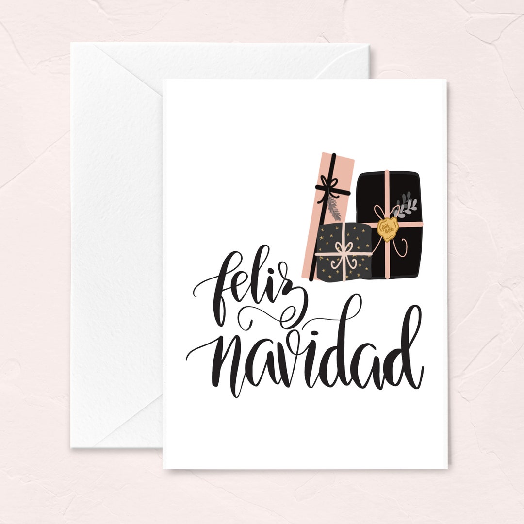 Merry Christmas Greeting Cards in Spanish, Feliz Navidad Greeting Card ...