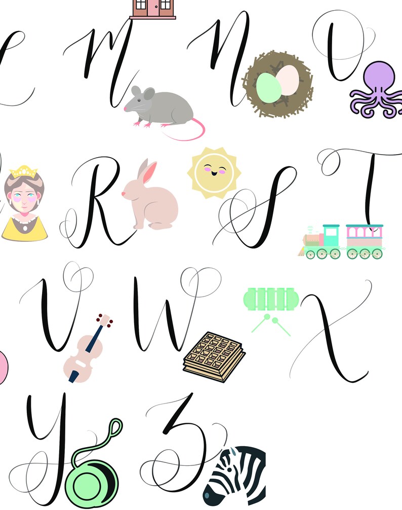 Alphabet Art Print Alphabet Poster Nursery Print Nursery - Etsy