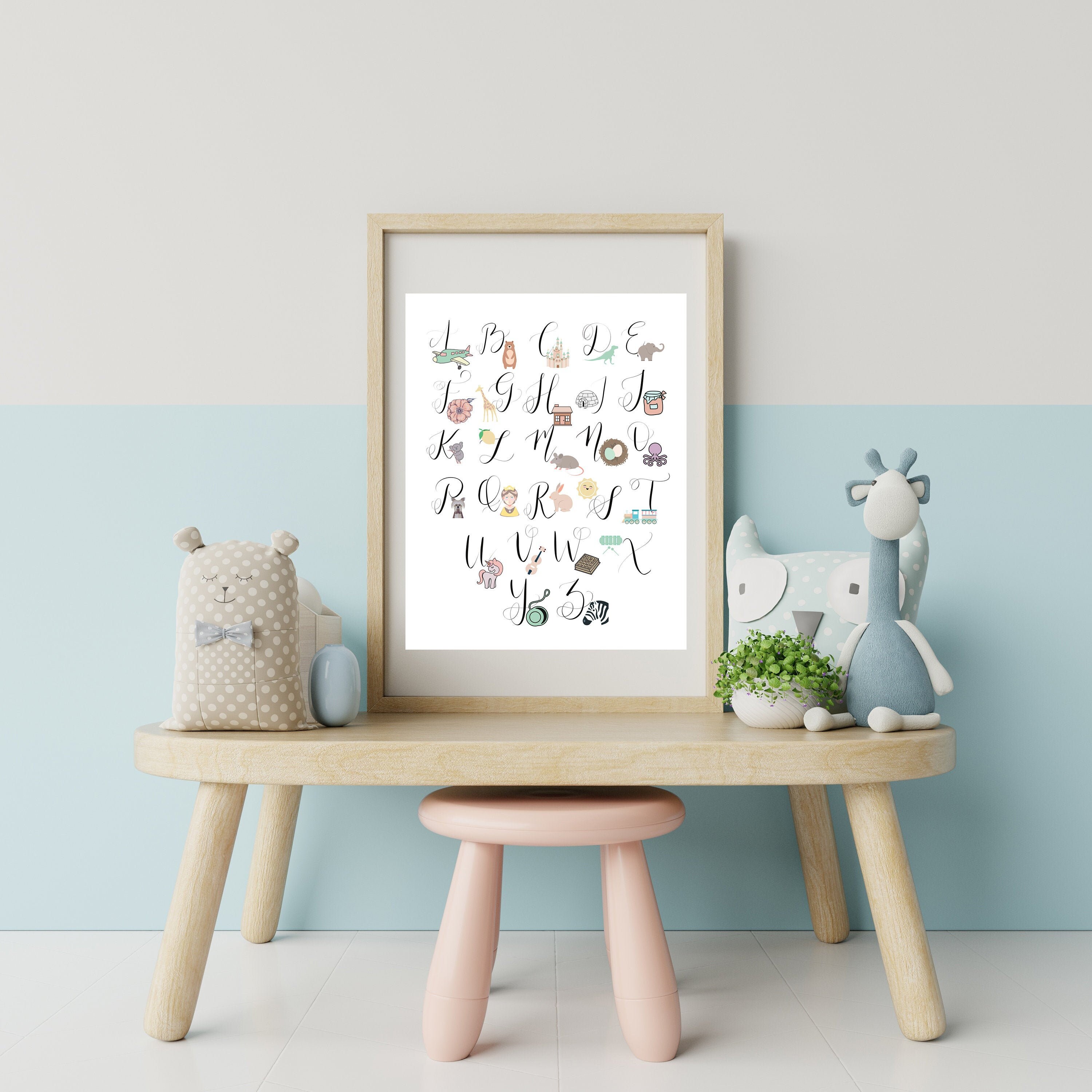 Alphabet Art Print Alphabet Poster Nursery Print Nursery | Etsy