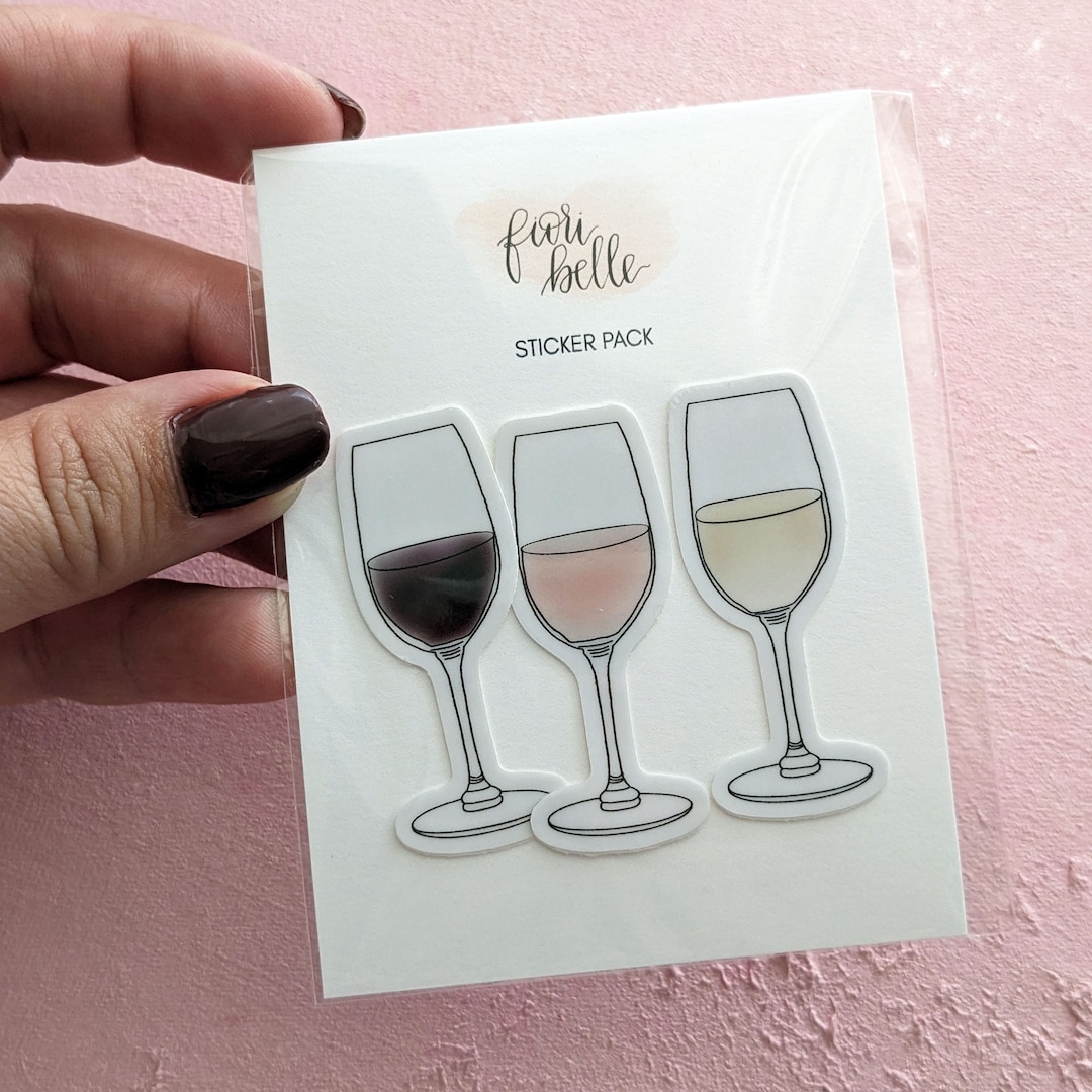 Wine Glass Sticker Set, Graduation Gifts, Cheers Sticker, Rose Wine ...