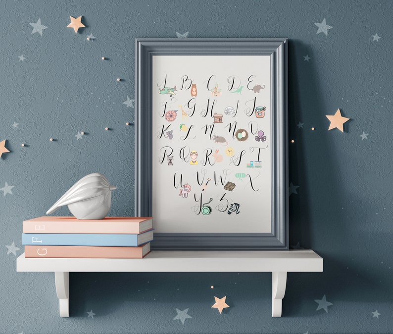 Alphabet Art Print Alphabet Poster Nursery Print Nursery - Etsy