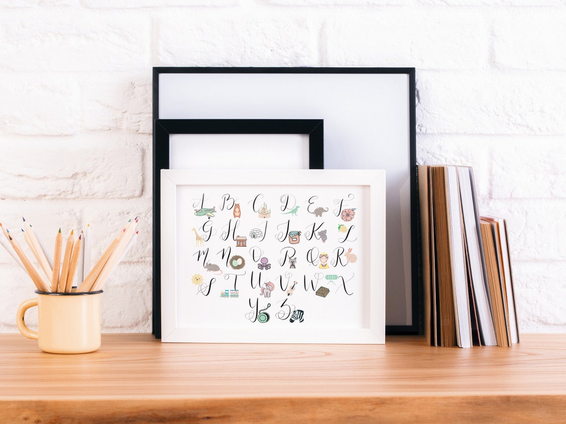 Horizontal Alphabet Art Print Alphabet Poster Nursery Print | Etsy
