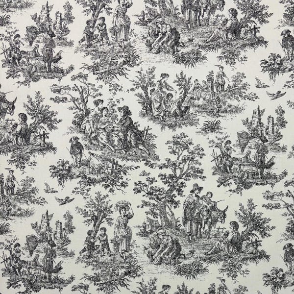 Black Toile Fabric - Etsy