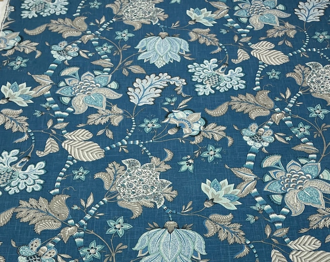 Ballard Designs ADDISON BLUE Jacobean Floral Pillow Cushion Drapery ...