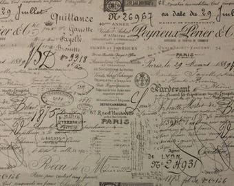 French script fabric | Etsy
