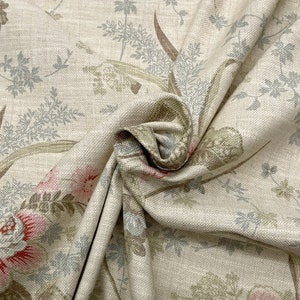 Ballard Designs LAURA FLORAL PARCHMENT Green Blush Vine Drapery ...