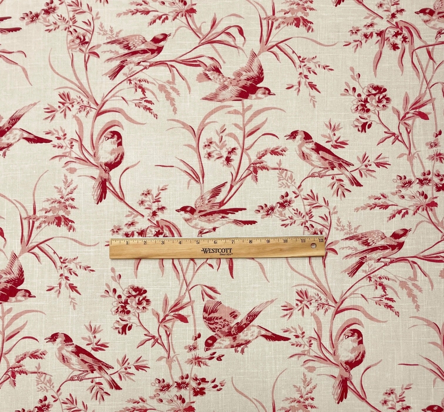 FABRICUT AVIARY TOILE Rouge Red Birds on Branches Furniture - Etsy