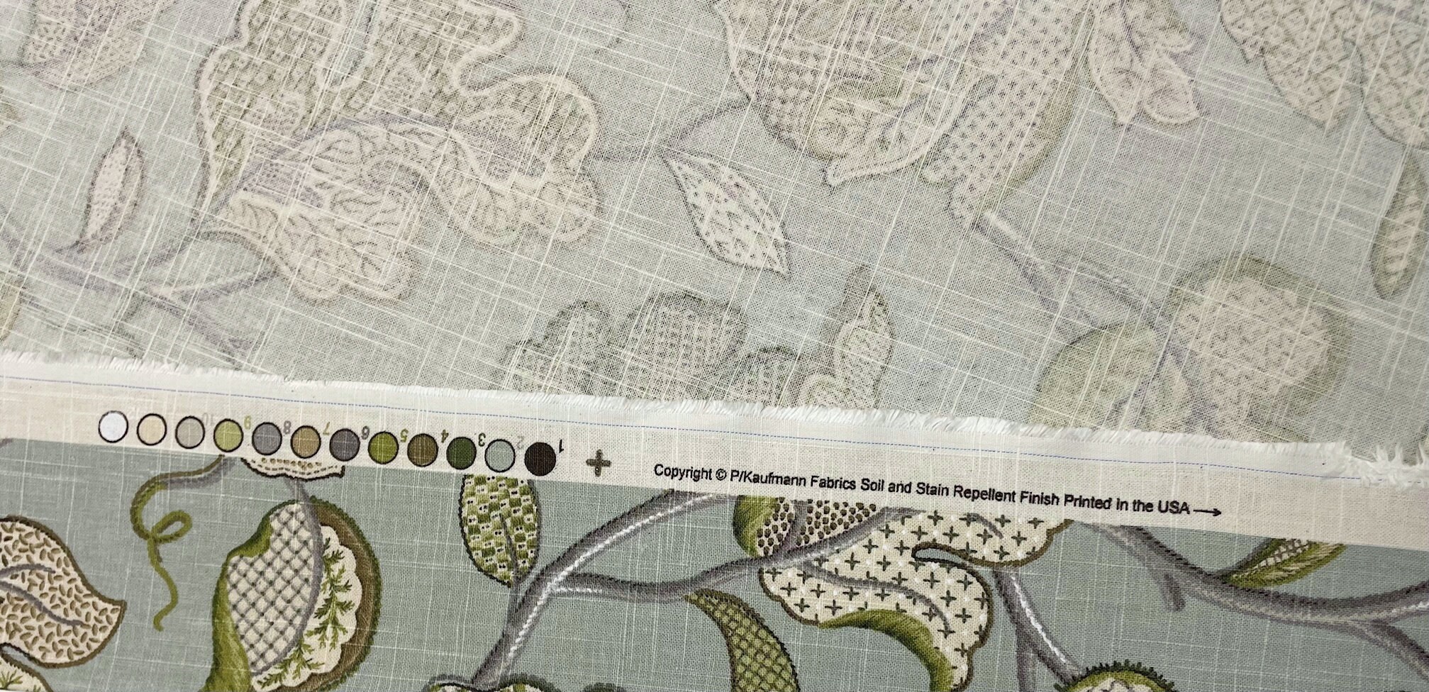 P Kaufmann LEAF SAMPLER CLOUD Blue Green Jacobean Leaves Vine - Etsy