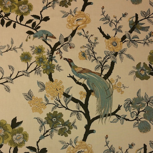 Ballard Designs WILLA PARCHMENT Exotic Bird Floral 100% Linen - Etsy