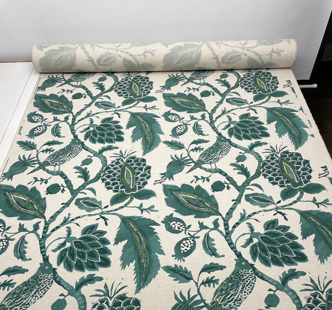 RICHLOOM NIGHTINGALE MALLARD Teal Blue Natural Bird Vine Floral Pillow ...