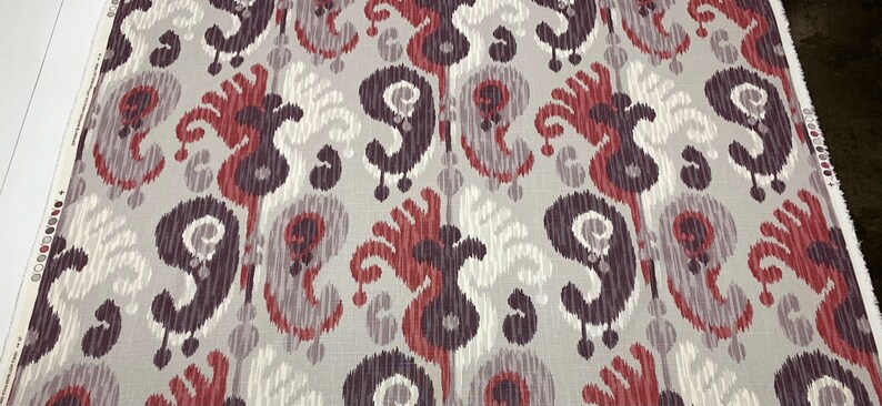 BRAEMORE JOURNEY WINE Purple Lavender Red Ikat Bethesda Linen Pillow ...